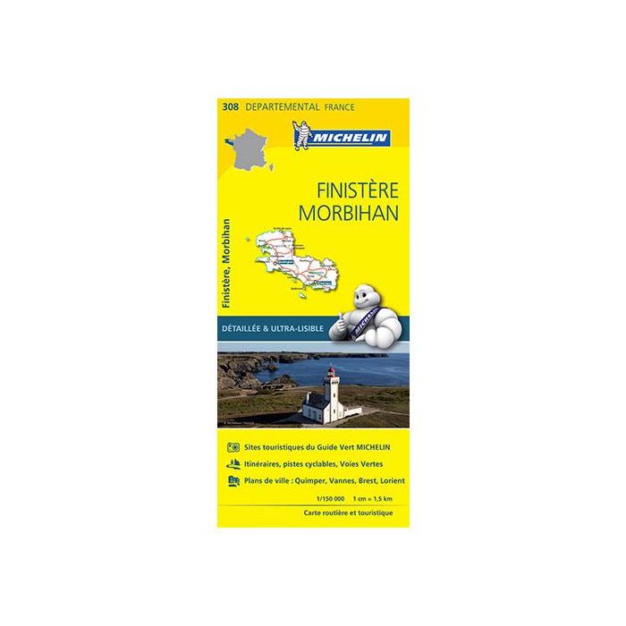 Michelin 308 Finistère Morbihan | Strassenkarten bei hajk.ch
